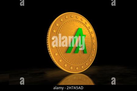 Algorand Algo cryptocurrency symbol gold coin on green screen ...
