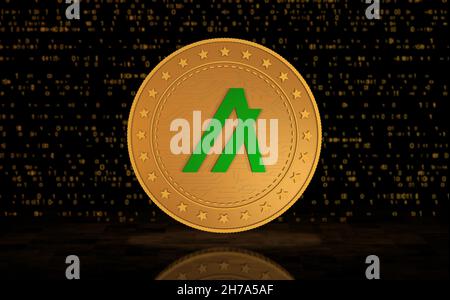 Algorand Algo cryptocurrency symbol gold coin on green screen ...