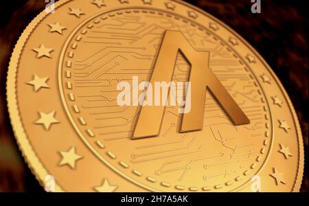 Algorand Algo cryptocurrency symbol gold coin on green screen ...
