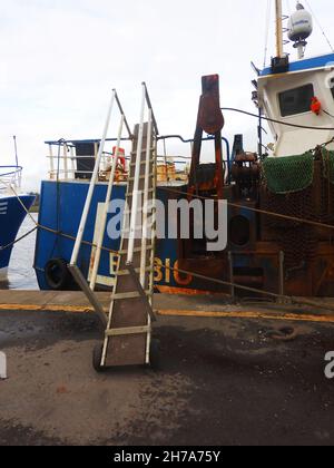 Scallop trawler fishing boat Kingfisher leaves the harbour at ...