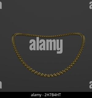 gold and shiny gold chain around the neck on a dark gray background ...