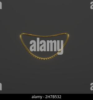 gold and shiny gold chain around the neck on a dark gray background ...