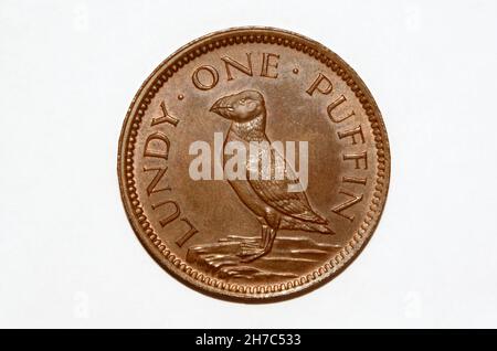 Island of Lundy Puffin Coin Stock Photo - Alamy