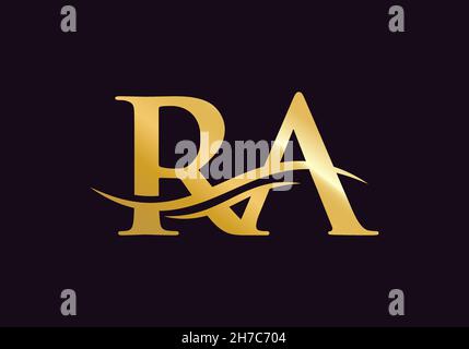 Premium Letter RA Logo Design with water wave concept. RA letter logo ...