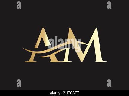 AM Logo Design Business Typography Vector Template. Creative Linked ...