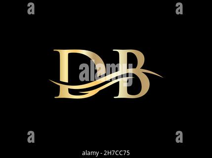premium DB logo monogram with gold circle frame. luxury initials design minimal modern typeface ...