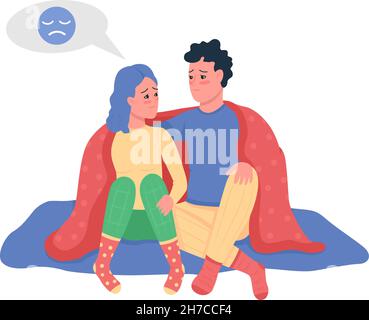 Couple talking about worries 2D vector isolated illustration Stock ...