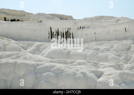 Salt mountains of Pamukkale, Turkey. Snow white hills of natural resort ...