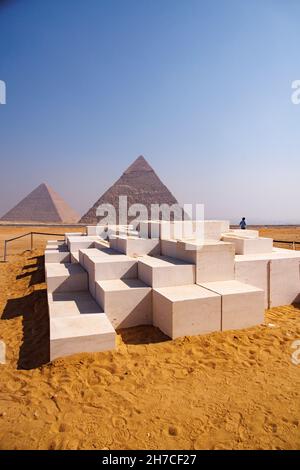 Forever Is Now, exhibition 2021, Giza pyramids, Cairo, Egypt Stock ...