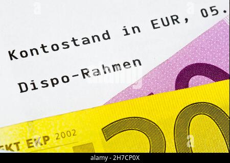 statement of bank account, with Euro bills, Germany Stock Photo - Alamy