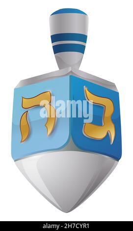 hanukkah, blue dreidel for celebration Jewish flat icon vector ...