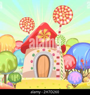 Vector illustration of colorful cute house buildings in cartoon style ...