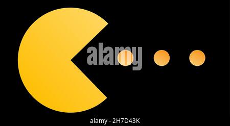 Yellow Pac-Man shape isolated over white background Stock Photo - Alamy