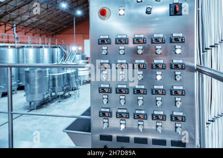 Plant room control panel for a large office air handling system. Green ...