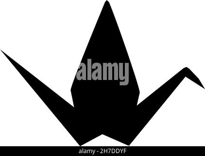 Origami crane vector silhouette illustration icon isolated on white ...