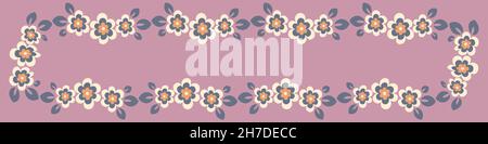 Illustration on a sheet of 4x1 format - stylized flowers with leaves ...