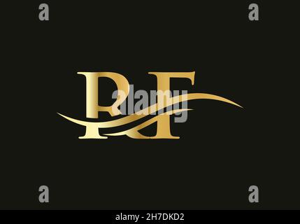 premium RF logo monogram with gold circle frame. luxury initials design ...