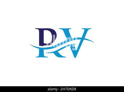 RV R V Letter Logo Design with Swoosh and Black Brush Stroke. Modern ...