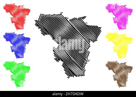 Cachar district (Assam State, Republic of India) map vector ...