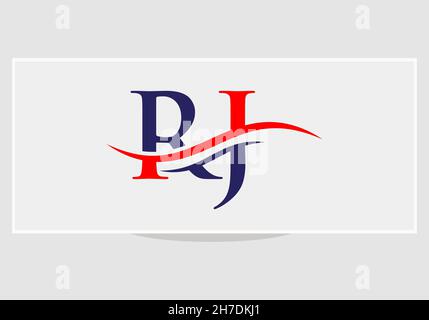 RJ R J letter logo design. Initial letter RJ linked circle uppercase ...