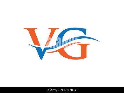 VG V G Swoosh Letter Logo Design with Modern Yellow Swoosh Curved Lines ...