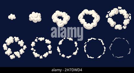 Exhaust animation. Animate smoke cloud, cartoon dust 2d animated effect ...