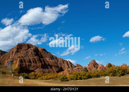 Geologic rock formations at the Roxborough State Park in Douglas County ...
