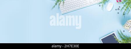 Simple minimal Christmas office background. Modern high-colored light ...