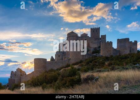 Medieval castle of Loarre in Huesca, Spain. Ultra long exposure Stock ...
