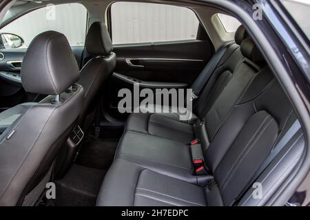 Back passenger seats in modern sport car, frontal view Stock Photo - Alamy