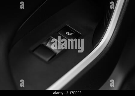 Seat heating controller buttons close up view. Car interior. Seat ...