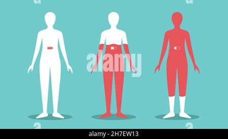 Energy level, man silhouette illustration, vector. Silhouette ...