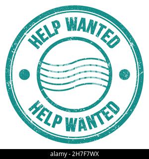 WANTED text on blue round grungy texture stamp Stock Photo - Alamy