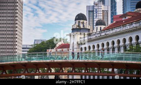 Landscape of the Merdeka Square under a blue cloudy sky in Kuala Lumpur ...