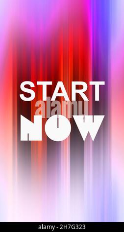Start now text on colorful crystal abstract background. Online business ...