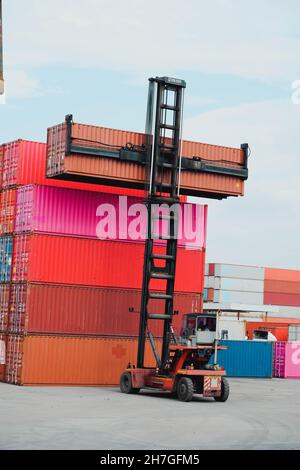 Container handlers Storage yard For import and export Stock Photo - Alamy