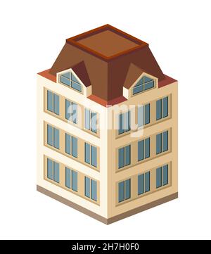 hotel building facade isometric vector illustration design Stock Vector ...
