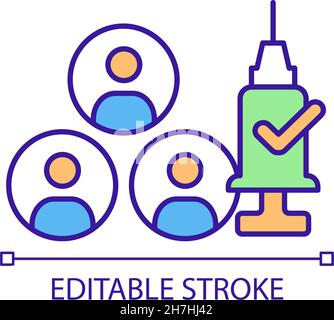 Immunization program line icon, vaccine and injection, clipboard with ...