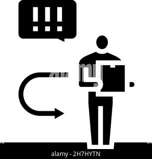 Parcel return service glyph icon. Silhouette symbol. Repackaging ...