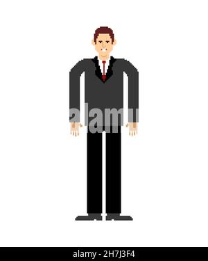 Businessman pixel art. Boss 8 bit. Pixelate man. vector illustration ...