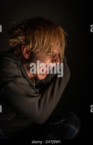 Depressed bot is suffering from the inside because of the pain that he ...