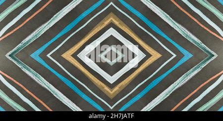 Seamless Diamond Pattern. Drawn by Brush Square Chevron. Blue ...