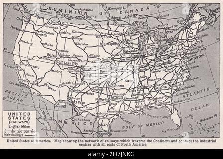 Vintage map of the United States 1930s Stock Photo - Alamy