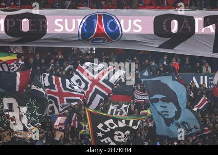 Fans wave French flags during the World Cup Group I soccer match ...