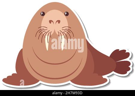 Chubby walrus animal cartoon sticker illustration Stock Vector Image ...