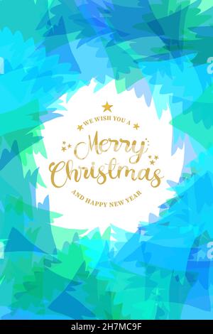 cartoon merry christmas and happy new year banner with holly wreath ...