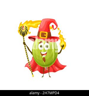 Cartoon ripe gooseberry berry wizard or magician character. Funny ...