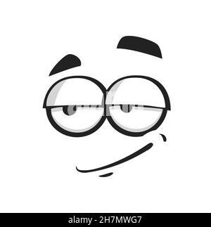 Cartoon face, smirk or simper emoji, vector funny facial expression ...