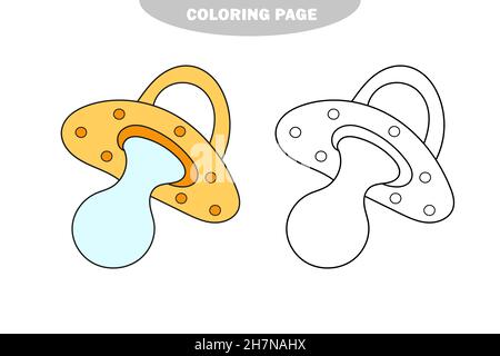 Simple coloring page. Pacifier for baby - coloring book. Worksheet ...