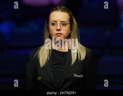 Referee Desislava Bozhilova during day 1 of the Betfred World Snooker ...